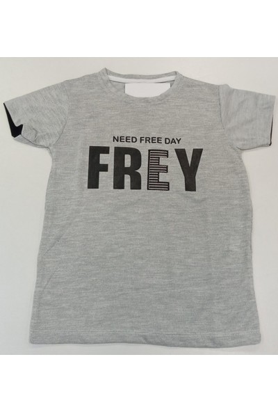 Barkod Frey Nakışlı Bisiklet Yaka T Şhirt
