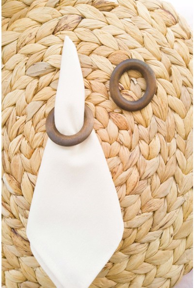 E-Sanat Evi 12'li Kahverengi Yassı Halka Peçete Yüzüğü