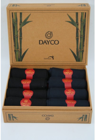 Dayco Premium Bambu Yazlık Çorap Dikişsiz 8'li Set Kraft Kutulu 4 Siyah 4 Lacivert Dayco Premium Bambu Yazlık Çorap Dikişsiz 8'li Set Kraft Kutulu 4 Siyah 4 Lacivert