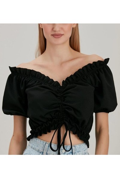 Zeynep Bayan Giyim Madonna Yaka Önü Büzgülü