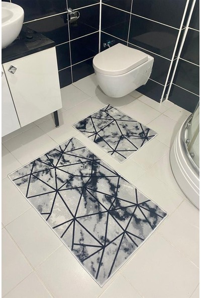 Prizma Siyah Kaymaz Taban 2'li Banyo Paspas Seti Prizma Siyah Kaymaz Taban 2'li Banyo Paspas Seti