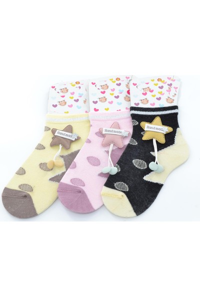 Ekinoks 3 Lü Yıldız-Puantiyeli Yarım Konç Kız Çocuk Çorap Ekinoks 3 Lü Yıldız-Puantiyeli Yarım Konç Kız Çocuk Çorap