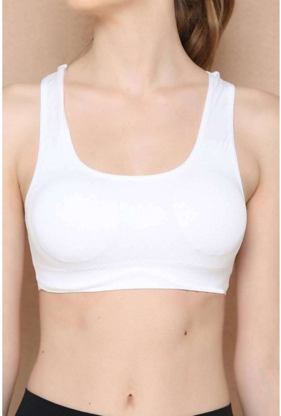 Royaleks Elite Life Geniş Askılı Kadın Destekli Sporcu Büstiyer Beyaz Sütyen 777