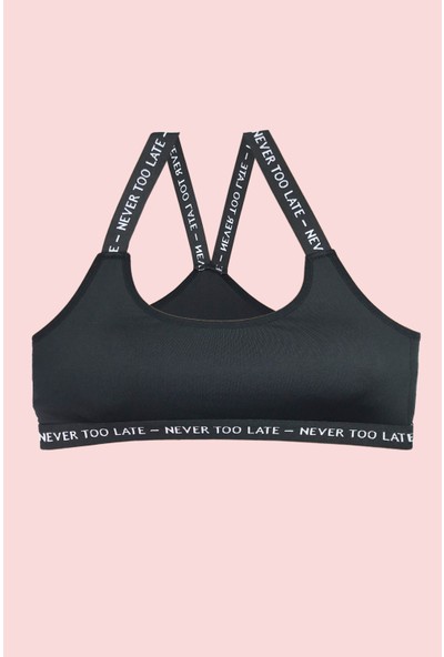 Royaleks Çapraz Kalın Askılı Kadın Sporcu Büstiyer Siyah