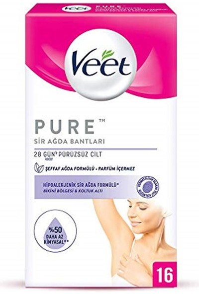 Veet Pure Hipoalerjenik Bikini & Koltuk Altı Ağda Bandı, 16'lı Veet Pure Hipoalerjenik Bikini & Koltuk Altı Ağda Bandı, 16'lı