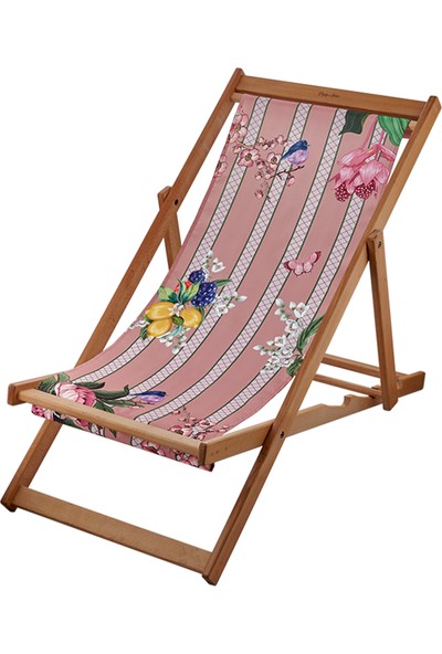 Chiara Alessi Blossom Çiçek Desenli Pembe Ahşap Şezlong