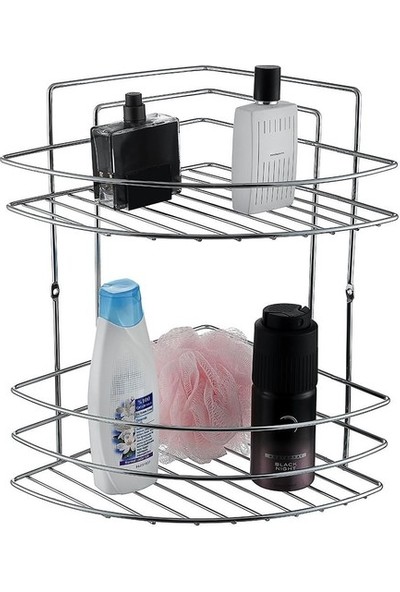 Banyo Köşe Rafı 2 Katlı Şampuanlık Duvara Monte Banyo Köşe Rafı 2 Katlı Şampuanlık Duvara Monte