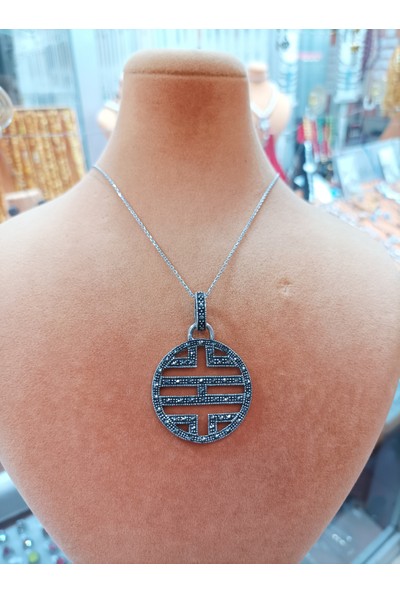 Firuze Gümüş Markazit Taşlı Gümüş Kadın Kolyesi