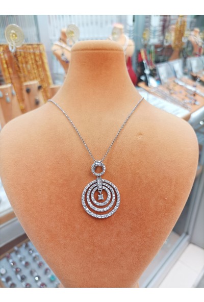 Firuze Gümüş Beyaz Zirkon Taş Detaylı Gümüş Kadın Kolye