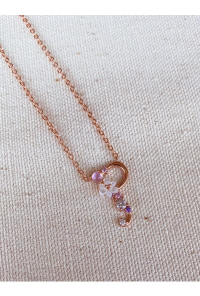 Adore Silver Gümüş Çiçekli Kişiye Özel P Harfi