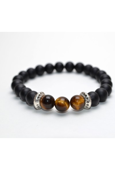 Y&M Perla Accessories Oniks Doğaltaş ve Kaplan Gözü Erkek Bileklik Y&M Perla Accessories Oniks Doğaltaş ve Kaplan Gözü Erkek Bileklik