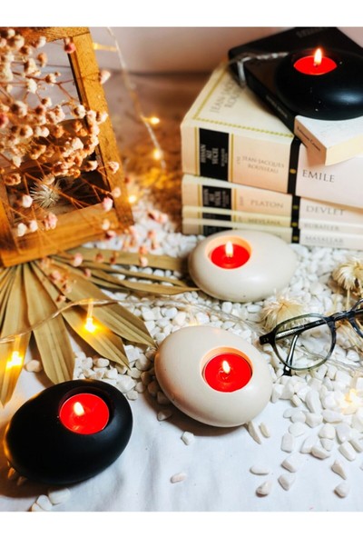 Reynes Taş Görünümlü Beton Mumluk 4'lü Ev Dekoru