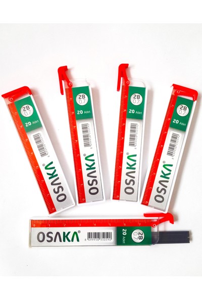 Modellino Cetvelli Çakmaklı Kapak 75MM 20'li 07MM 2b Kalem Ucu - Osaka 5 Adet Modellino Cetvelli Çakmaklı Kapak 75MM 20'li 07MM 2b Kalem Ucu - Osaka 5 Adet