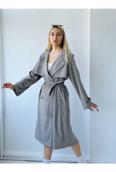 Retrobird Tasarım Trenchcoat Kadın Gri
