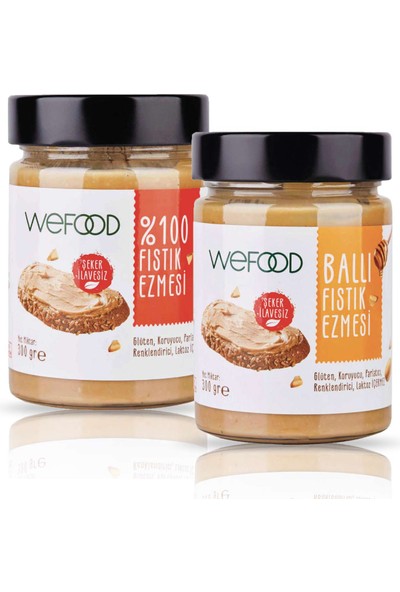 Wefood Fıstık Ezmesi 300 gr + Ham Ballı Fıstık Ezmesi 300 gr