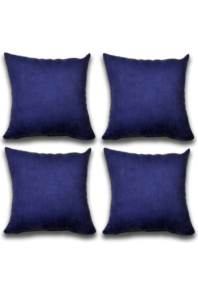 Royaleks 4 Adet Süet Kırlent Minder Kılıfı 40 x 40 cm Saks Mavisi