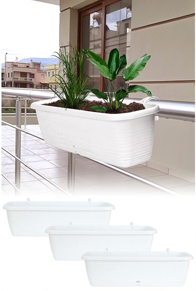 Meleni Home 3'lü Askılı Balkon Saksısı 8 Lt 51 cm Meleni Home 3'lü Askılı Balkon Saksısı 8 Lt 51 cm