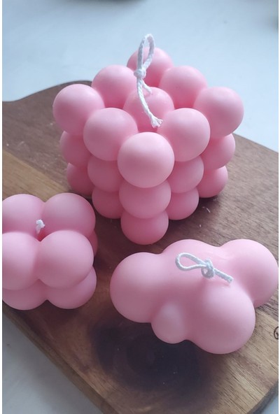 CageartStudio Dekoratif Kokulu Soyawax Mumu Pembe 3'lü