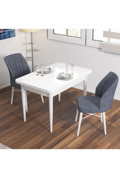 Rovena Lera Serisi Beyaz Sabit Mdf Yemek Masası Mutfak Masası Takımı + 2 Sandalye Rovena Lera Serisi Beyaz Sabit Mdf Yemek Masası Mutfak Masası Takımı + 2 Sandalye
