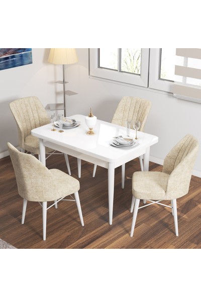 Rovena Lera Beyaz Sabit Mdf Yemek Masası Mutfak Masası Takımı 4 Sandalye Rovena Lera Beyaz Sabit Mdf Yemek Masası Mutfak Masası Takımı 4 Sandalye