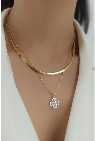 Çelik Iki Sıra Italyan Zincir Çelik Yonca Kolye TRKOLYE5907 Çelik Iki Sıra Italyan Zincir Çelik Yonca Kolye TRKOLYE5907