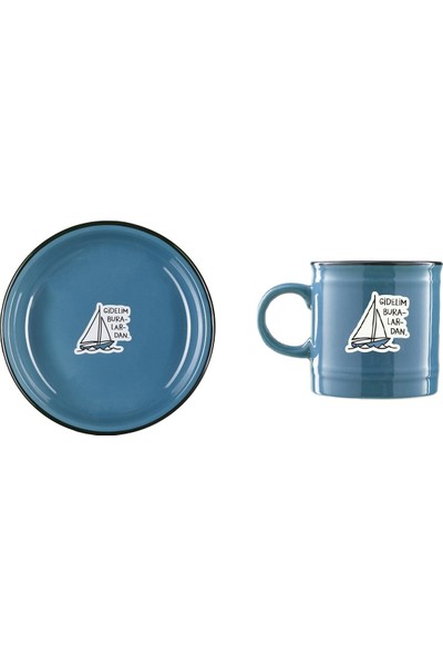 Paşabahçe Gidelim Buralardan Seramik Kupa ve Tatlı Tabağı Paşabahçe Gidelim Buralardan Seramik Kupa ve Tatlı Tabağı