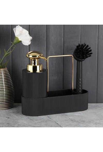 Perotti Lisbone Gold Siyah Oval Hazneli Mutfak Sıvı Sabunluk