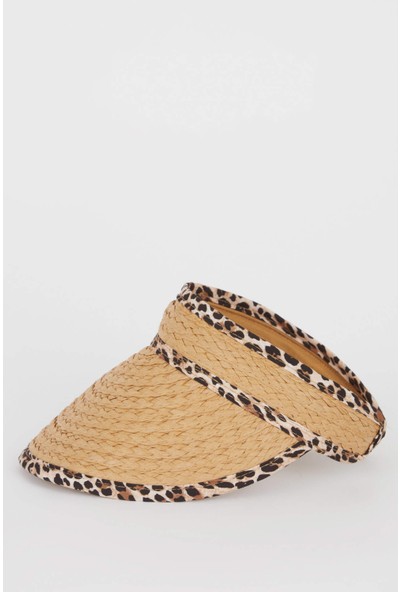 DeFacto Kadın Leopar Desenli Hasır Vizör ŞAPKA T8445AZ22SM