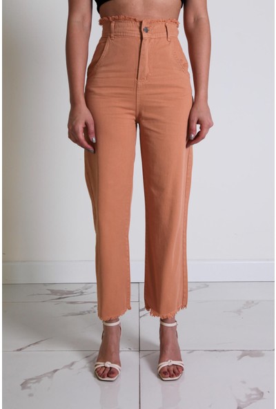 Coral Bol Kesim Koton Pantolon Sütlü Kahve