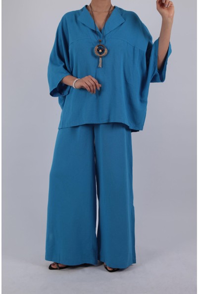 Coral Kolye Detaylı Takım Sax Mavi