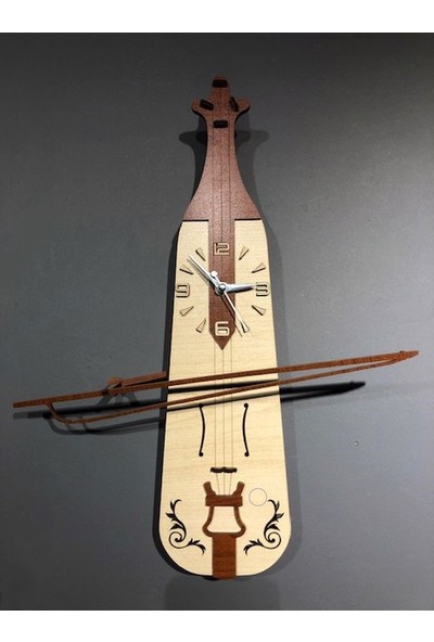 Ayveda Home Ahşap Kemençe Dekoratif Tasarım Sarkaçlı Duvar Saati 40X10 cm Ayveda Home Ahşap Kemençe Dekoratif Tasarım Sarkaçlı Duvar Saati 40X10 cm