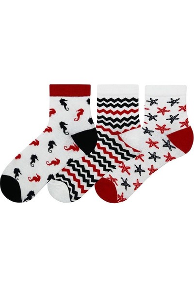 Semoor 3'lü Deniz Temalı Kadın Kısakonç Çorabı