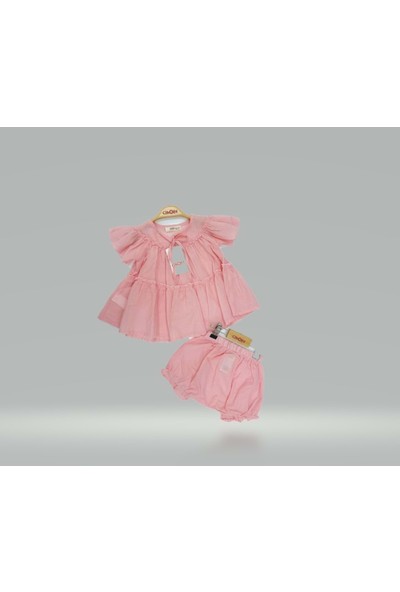 Çiko By Pembe Kız Bebek Bluz+Şort Takım - Çiko By - Pembe - 6-9 Ay
