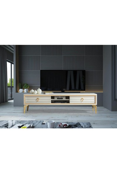 Bubu Home Panjurlu Tv Sehpası 160 cm Krem Bubu Home Panjurlu Tv Sehpası 160 cm Krem