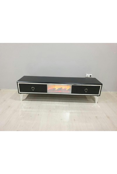 Bubu Home Rüya Şömineli Tv Sehpası 160 cm Siyah Bubu Home Rüya Şömineli Tv Sehpası 160 cm Siyah