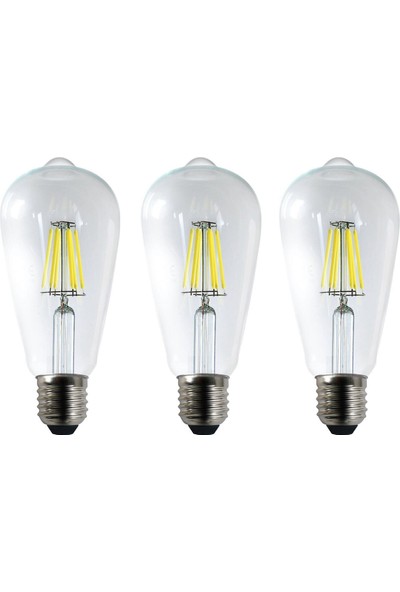 Aral LED 6 Watt Şeffaf Cam Beyaz Işık Dekoratif LED Rustik Ampul-3 Adet (3 Lü Paket) Aral LED 6 Watt Şeffaf Cam Beyaz Işık Dekoratif LED Rustik Ampul-3 Adet (3 Lü Paket)