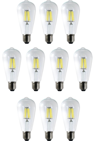 Aral LED 6 Watt Şeffaf Cam Beyaz Işık Dekoratif LED Rustik Ampul-10 Adet (10 Lu Paket) Aral LED 6 Watt Şeffaf Cam Beyaz Işık Dekoratif LED Rustik Ampul-10 Adet (10 Lu Paket)