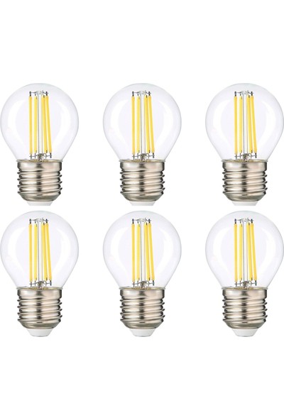 Aral LED G45 6 Watt Şeffaf Cam Beyaz Işık LED Dekoratif Rustik Ampul-6 Adet (6 Lı Paket) Aral LED G45 6 Watt Şeffaf Cam Beyaz Işık LED Dekoratif Rustik Ampul-6 Adet (6 Lı Paket)
