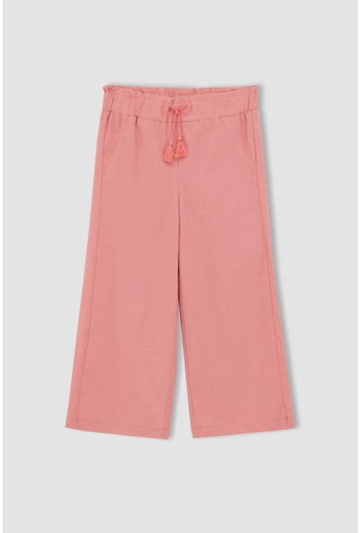 DeFacto Kız Çocuk Culotte Fit Geniş Paça Keten Görünümlü Pantolon T3875A622SM DeFacto Kız Çocuk Culotte Fit Geniş Paça Keten Görünümlü Pantolon T3875A622SM