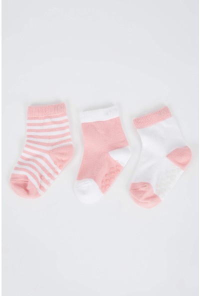 DeFacto Kız Bebek Pamuklu Kaydırmaz Tabanlı 3'lü Uzun Çorap W6718A2NS DeFacto Kız Bebek Pamuklu Kaydırmaz Tabanlı 3'lü Uzun Çorap W6718A2NS