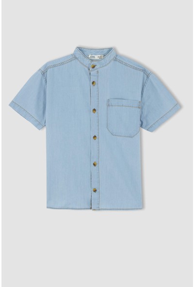DeFacto Erkek Çocuk Regular Fit Hakim Yaka Jean Kısa Kollu Gömlek W8093A622SM