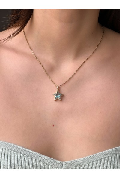 Ess Jewelry Mavi Yıldız Çelik Kadın Kolye