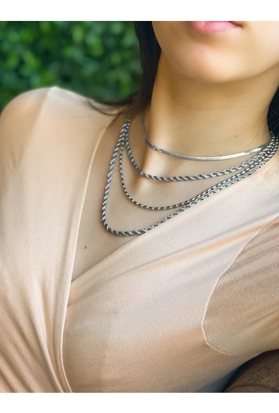 Ess Jewelry Italyan Zincir Çelik Çoklu Kadın Kolye Ess Jewelry Italyan Zincir Çelik Çoklu Kadın Kolye