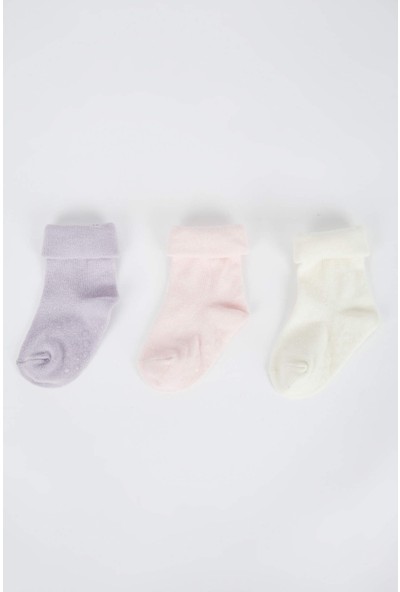 DeFacto Kız Bebek Kaydırmaz Tabanlı Pamuklu 3'lü Uzun Çorap W5065A2NS DeFacto Kız Bebek Kaydırmaz Tabanlı Pamuklu 3'lü Uzun Çorap W5065A2NS
