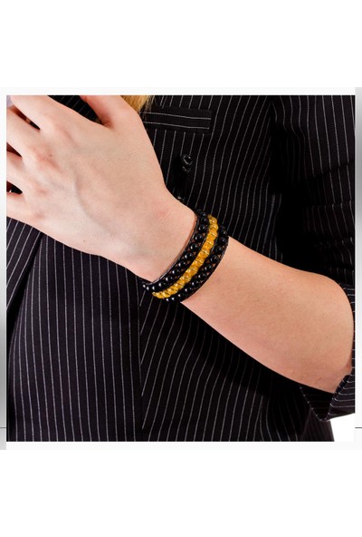 Seven Art Jewelry Doğal Taş / Sitrin ve Akik Bohem Bileklik / Kadın Bileklik / Erkek Bileklik