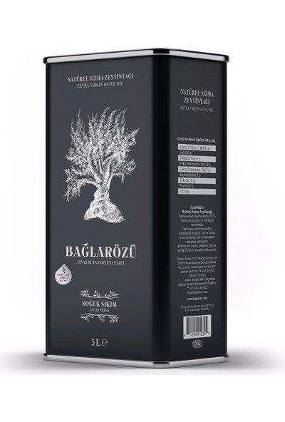 Bağlarözü Iyi Tarım Uygulamaları Sertifikalı 2021/2022 Soğuk Sıkım Natürel Sızma Zeytinyağı 5 Lt Bağlarözü Iyi Tarım Uygulamaları Sertifikalı 2021/2022 Soğuk Sıkım Natürel Sızma Zeytinyağı 5 Lt