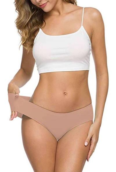 Kadın Dikişsiz Lazer Kesim Esnek Iz Yapmayan Külot Ten