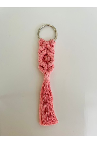 Makrome Anahtarlık (Gümüş Gri Halka)