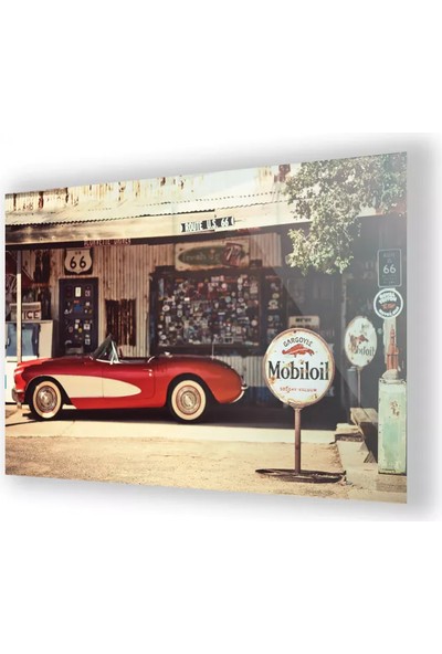 By Pamir Route 66 Nostaljik Ev Dekorasyonu Dekoratif Cam Tablo
