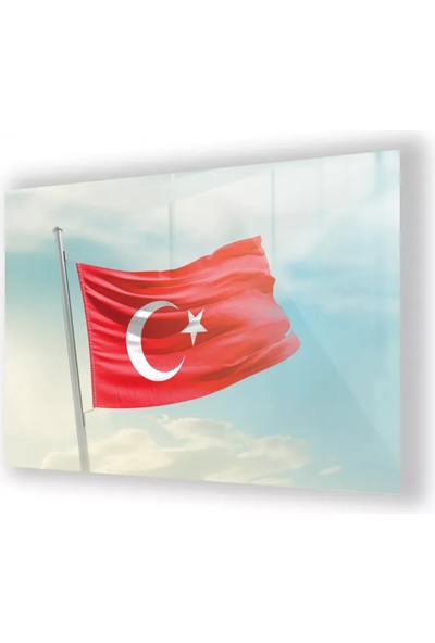 By Pamir Türk Bayrağı Ev Dekorasyonu Dekoratif Cam Tablo